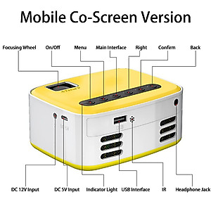 Portable Mini Projector, HD 1080P WiFi USB Bluetooth Wireless Cinema Projector,Built in Speakers,Kids Cartoon Home Theater Beamer,for USB/Mobile Hard Disk/Phone,for Outdoor Movie Video Projector(US)