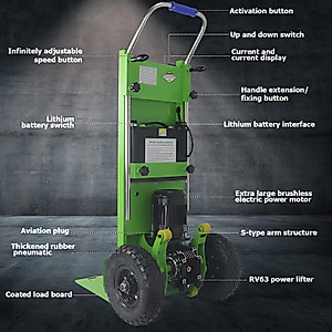 Reihipun Electric Stair Climbing Hand Trucks Dolly Cart for Moving 881lb Capacity Heavy Duty Stair Climber Cart Hand Trolley with 4 Wheels Motor Battery Powered for Heavy Furniture (Green- 24Ah)