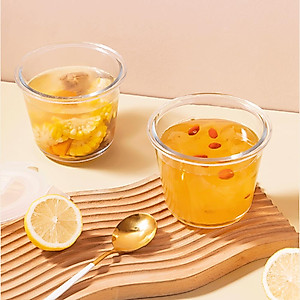 X.SSTTXN 3-Cup/24 Ounce Glass Food Storage Containers, Round Glass Soup Container with Airtight Lids, Leak-proof Soup Stew Food Storage and Meal Prep Container, Microwave Freezer Safe, Set of 4(Clear)