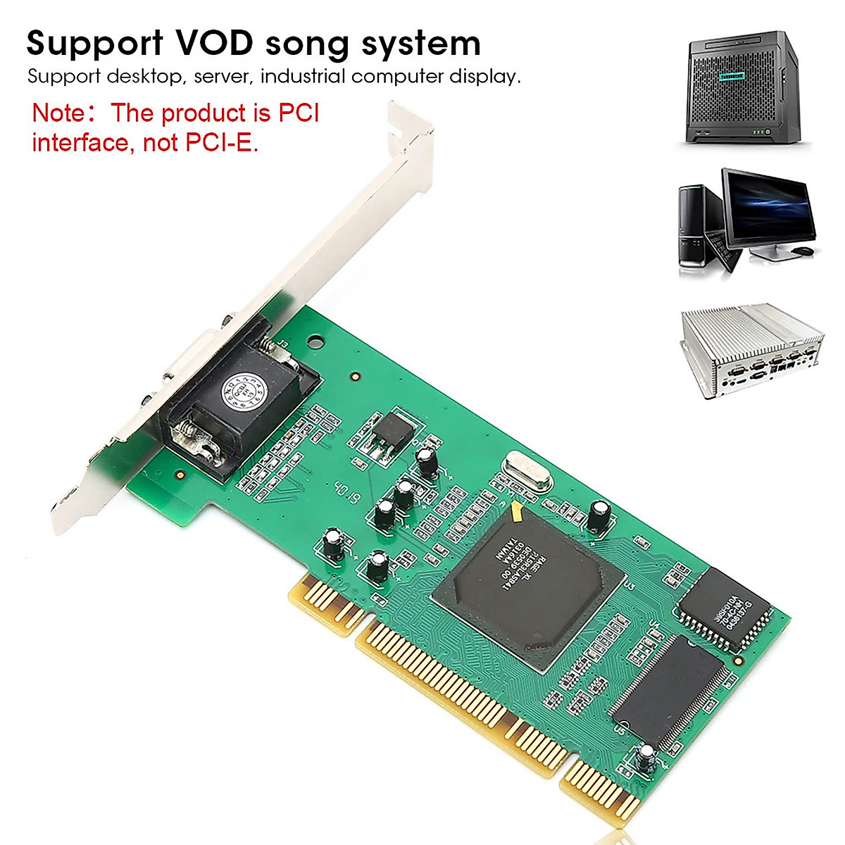 8MB Graphics Card VGA PCI 32Bit for Server, Industrial Computer Multi-Display for Rage XL, 32Bit PCI VGA Video Card, 64Bit PCI-X Universal Video Card for Desktop Computers