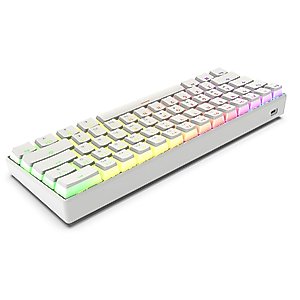 GK GAMAKAY MK61 RGB Pudding Keyboard, 61 Keys Gateron Optical Switch PBT Pudding Keycaps, Hot Swap Backlit Ultra-Compact Wired Gaming Keyboard for Windows Mac PC Gamers (Yellow Switch V2, White)