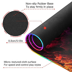 FOLIOSA RGB Gaming Mouse Pad (Art Basketball), Large Gaming Desk Mat with Multiple Light Modes Anti Slip Rubber Base for Gamer 2 Size