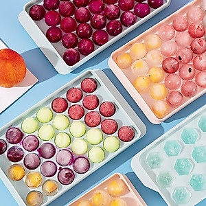 2-Pack Silicone Ice Cube Trays with Lid/Bin/Scoop - Freeze Pieces of Ice for Chilling Drinks and Cocktails - Non-Toxic, BPA Free Molds - Freezer Organizer for Iced Coffee, Whiskey & More.