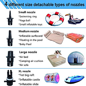 Electric Air Pump for Inflatable Air Tumble Track Gymnastics Mat, Air Roller Barrel, Swimming Ring, Air Bed, Pool Toy, Inflatables Raft Boat Electric Pump with 4 Nozzles（AC 110-120V（500W））