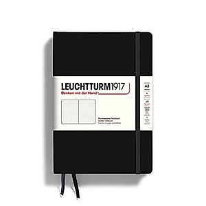 LEUCHTTURM1917 - Medium A5 Dotted Hardcover Notebook (Black) - 251 Numbered Pages