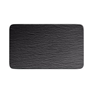 Villeroy & Boch Manufacture Rock Rectangular Multifunction Plate, Premium Porcelain, Dishwasher Safe, Black, 28X17X1,5CM