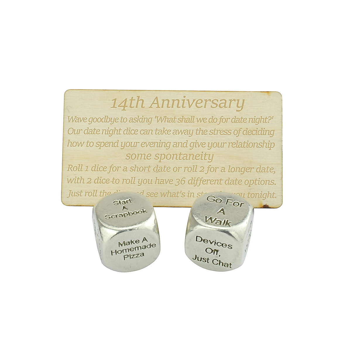 14 Year Anniversary Metal Date Night Dice - Create a Unique 14th Anniversary Date Night