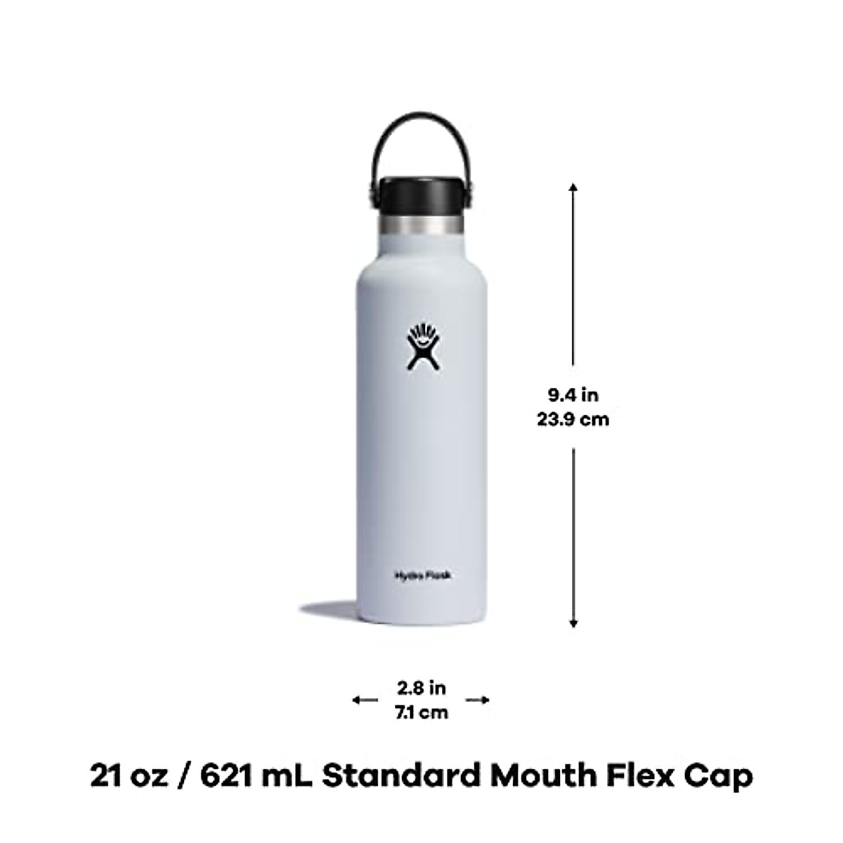 Hydro Flask Standard Mouth Stainless Steel Bottle with Flex Cap Black 21 oz