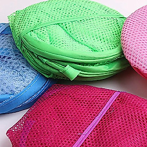 2 PACK 20-inch Pop-Up Foldable Collapsible Mesh Laundry Hamper With Side Pocket, Sturdy Durable Storage Basket Foldable Storage Containers