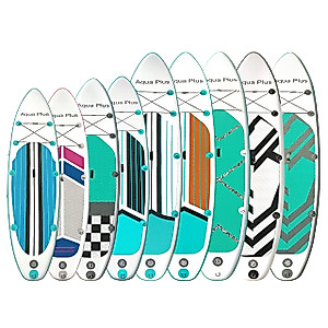 Aqua Plus 6inches Thick Inflatable SUP for All Skill Levels Stand Up Paddle Board,Paddle,Double Action Pump,ISUP Travel Backpack, Leash,Shoulder Strap,Youth,Adult Inflatable Paddle Board