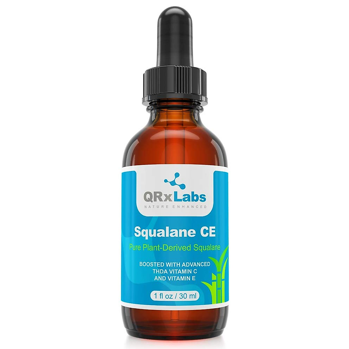 Pure Plant-Based Squalane Oil Boosted with Most Advanced & Stable Vitamin C - Organic ECOCERT / USDA Certified Squalane Derived from Sugarcane - Best Moisturizer For Face, Body & Skin - 1 oz / 30 ml