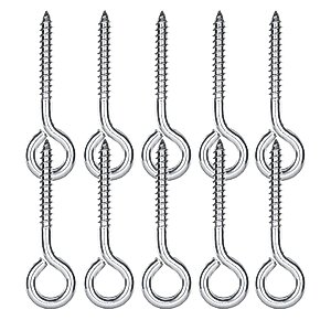 IMScrews 10-Pack Stainless Steel Heavy Duty Screw Eyes, #18 x 3-1/4 Inch, Lag Eyebolt for Hanging, Rust-Resistant Long Eyelet Screws, Ideal for Indoor and Outdoor Use