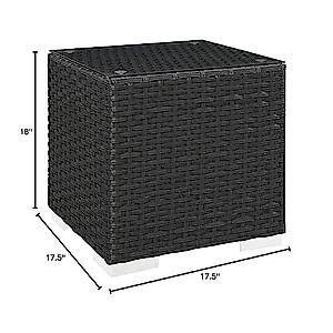 Modway Sojourn Wicker Rattan Outdoor Patio Side End Table in Chocolate