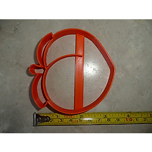 PEACH FRUIT JUICY FOOD DETAILED WITH STEM LEAVES COOKIE CUTTER MADE IN USA PR4855