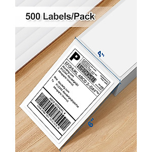 Thermal Labels, SWIFINT 4"x6" Direct Thermal Shipping Label, Perforated Fanfold Labels Compatible with Lable Printer MUNBYN, NELKO, IDPRT SP420, SP410, SWIFINT PL70E, Permanent Adhesive, Pack of 500