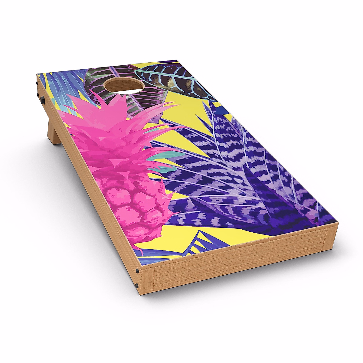 Design Skinz Summer Tropical Skin Set for Cornhole (Skin Only) - Hype Fluorescent Summer Pineapple Pattern