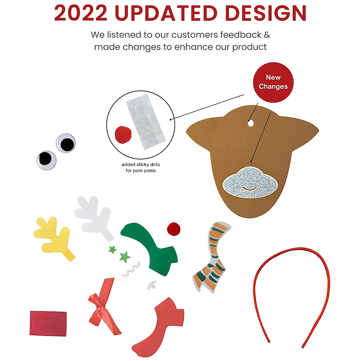 4E's Novelty Reindeer Christmas Ornament Craft for Kids (12 Pack) Updated Edition - Foam Bulk Arts and Crafts Kit for Kids Toddlers 4-8 DIY Craft Party Favor Activity Project