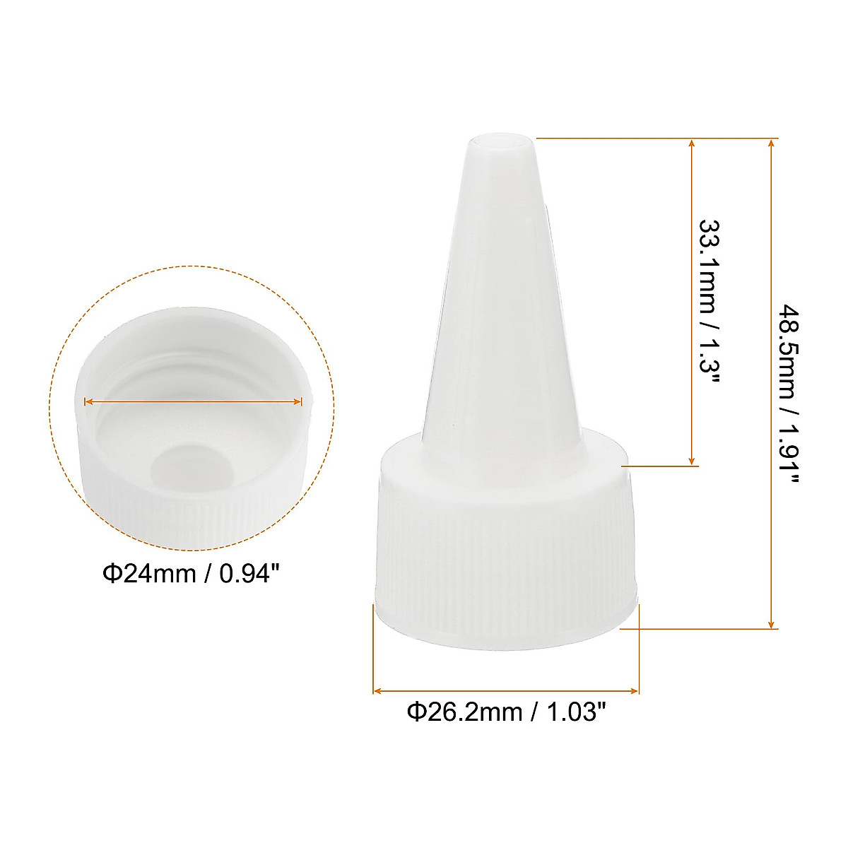 PATIKIL Twist Bottle Caps, 24Pcs 24/410 Squeeze Bottle Cap Replacement Caps for Glue Dispensing Bottles Dispensing Caps Paint Bottles, White