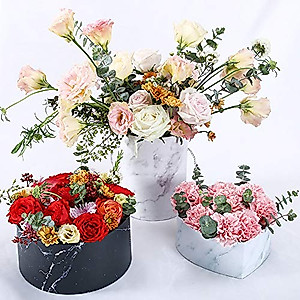 Tbrand BBJWRAPS Marble Heart Shaped Paper Flower Boxes for Arrangements with Lids Luxury Gift Packaging, Set of 3 (S/M/L)