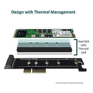Vantec M.2 NVMe PCIe x4 Low Profile Adapter with 110 Length Support (UGT-M2PC130), Black