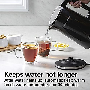 Hamilton Beach 41033 Digital Electric Tea Kettle, Hot Water Boiler & Heater 1.7 L, 5 Preset Modes + Keep Warm, Fast Boil 1500W, BPA Free, Cool-Touch Stainless Steel Exterior, Black