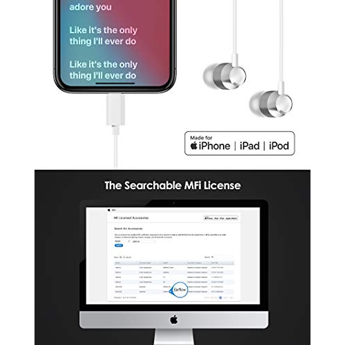 PALOVUE Lightning Headphones Earphones Earbuds in-Ear Magnetic MFi Certified with Microphone Compatible iPhone 14 13 12 11 Pro Max iPhone X XS Max XR iPhone 7 8 Plus iPad Metallic Silver