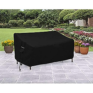 Patio Outdoor Sofa Covers Waterproof Black Loveseat Covers,Lawn Bench Covers Stackable Heavy Duty Outside Couch Covers Patio Furniture Covers,Outdoor Lounge Seat Covers Water Resistant,Black