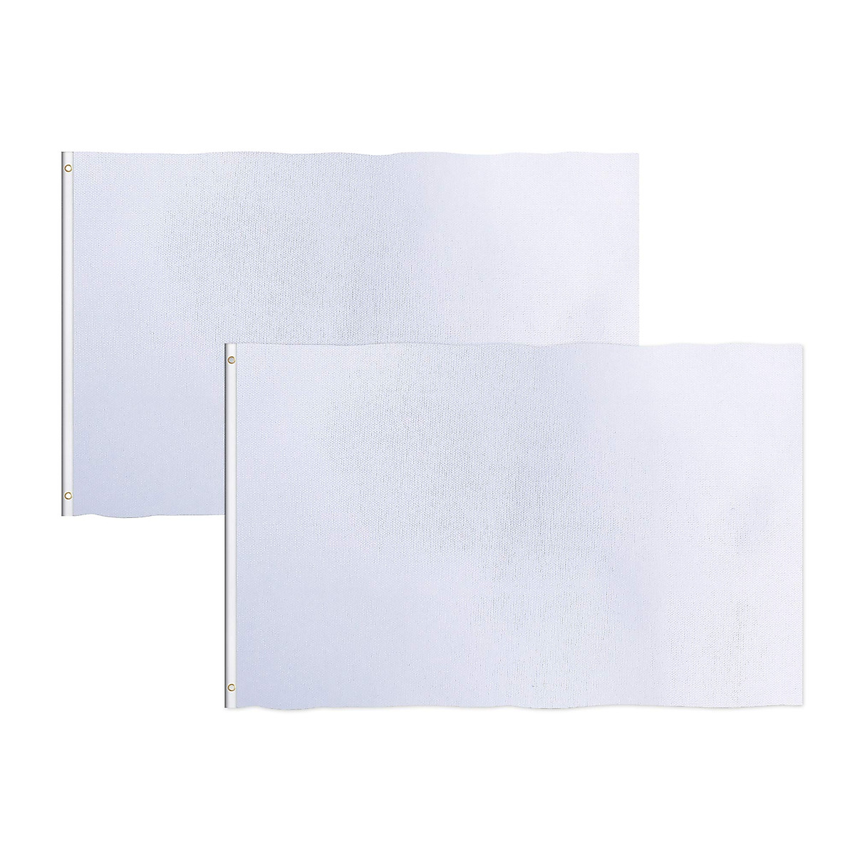 Consummate Solid White Flag 3x5 Foot Plain White Blank Flags Banner Polyester with Brass Grommets,2 Pack