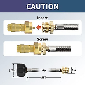 SILATU Propane Tank Adapter Hose - QCC1/Type1 Connect to 1lb to 20lb Tank, Stainless Steel Braided Propane Hose Adapter for Camping Stove, Portable Buddy Heater, Gas Grill, 5FT