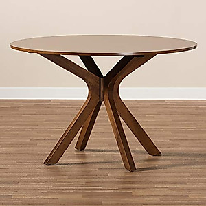 Baxton Studio Kenji Modern and Contemporary Walnut Brown Finished 48-Inch-Wide Round Wood Dining Table