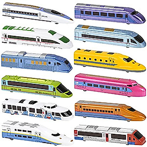 ArtCreativity High Speed Pullback Trains for Kids, Set of 12, Kids Train Set with Pull Back Action in Assorted Colors, Train Party Decorations, Birthday Party Favors and Goody Bag Fillers for Children