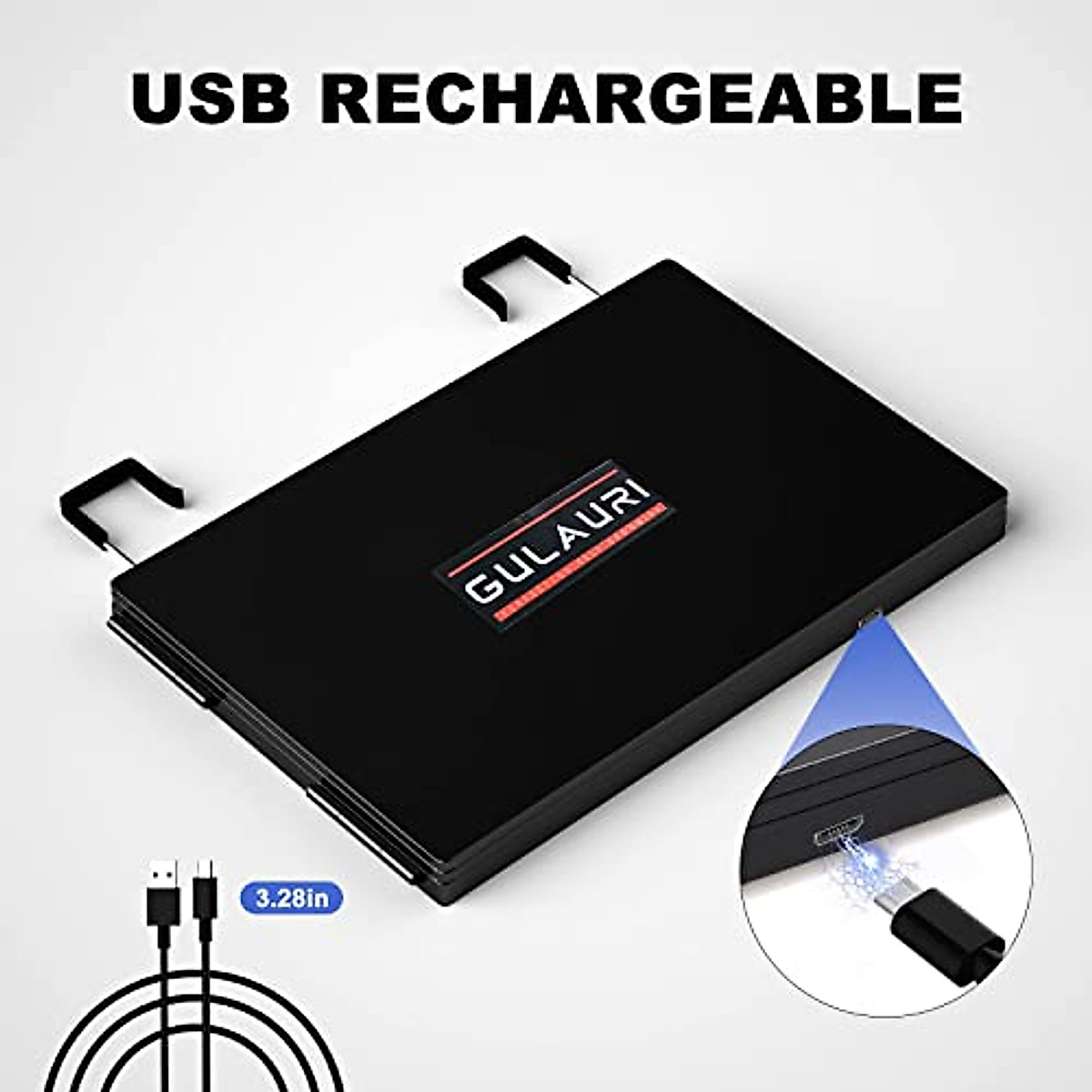 GULAURI 3 Way Mirror with LED Lights for Hair Cutting 360 Barber Mirror Trifold Mirror Portable Mirrors,Adjustable, Portable, Hands-Free