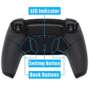 eXtremeRate Black Rubberized Grip Programable RISE4 Remap Kit for PS5 Controller BDM 010 & BDM 020, Upgrade Board & Redesigned Back Shell & 4 Back Buttons for PS5 Controller - Controller NOT Included