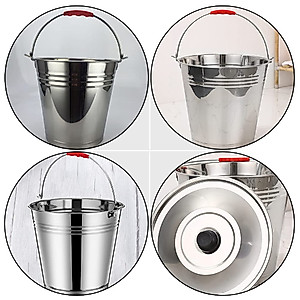 Zerodeko Stainless Steel Pail Milk Bucket with Lid Wine Pail Bucket Water Jug Liquid Storage Pail Champagne Beer Ice Bucket Metal Beverage Tub for Home Pet Party Sliver 22CM