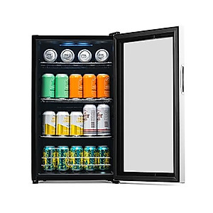 NewAir Small Cooler 2.4 Cu. Ft. Mini Fridge for Bedroom in Stainless Steel, 100 Can Capacity Beverage Refrigerator with 5 Custom Temperature Settings for Beer, Wine, Soda, and Cooler Drinks