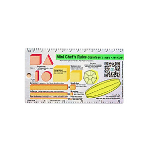 ARD Culinary Mini Chef’s Ruler-Stainless,Knife Cuts Ruler and Template,Cutting and Multi Culinary Applications Kitchen Reference Tool, for Culinary, Students,Profesdionals and Cooking Enthusiasts