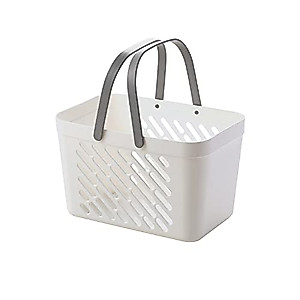 Bath Basket with Handle Tote Storage Organization Hollow Draining Container for Home Bathroom Shampoo Lotion Holder Bath Basket