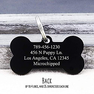 Ultra Joys Stainless Steel Pet ID Tag Dog Name Tags Personalized Front and Back Engraving, Customized Dog Tags and Cat Tags, Optional Engraved on Both Sides, Bone Tag with Mountain Design, Large