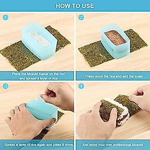 DIMVKA Non Stick Musubi Maker Press, Non Toxic Onigiri Sushi Rice Mold, Musubi Luncheon Meat Maker Mold with Small Rice Paddle (1 Pack)