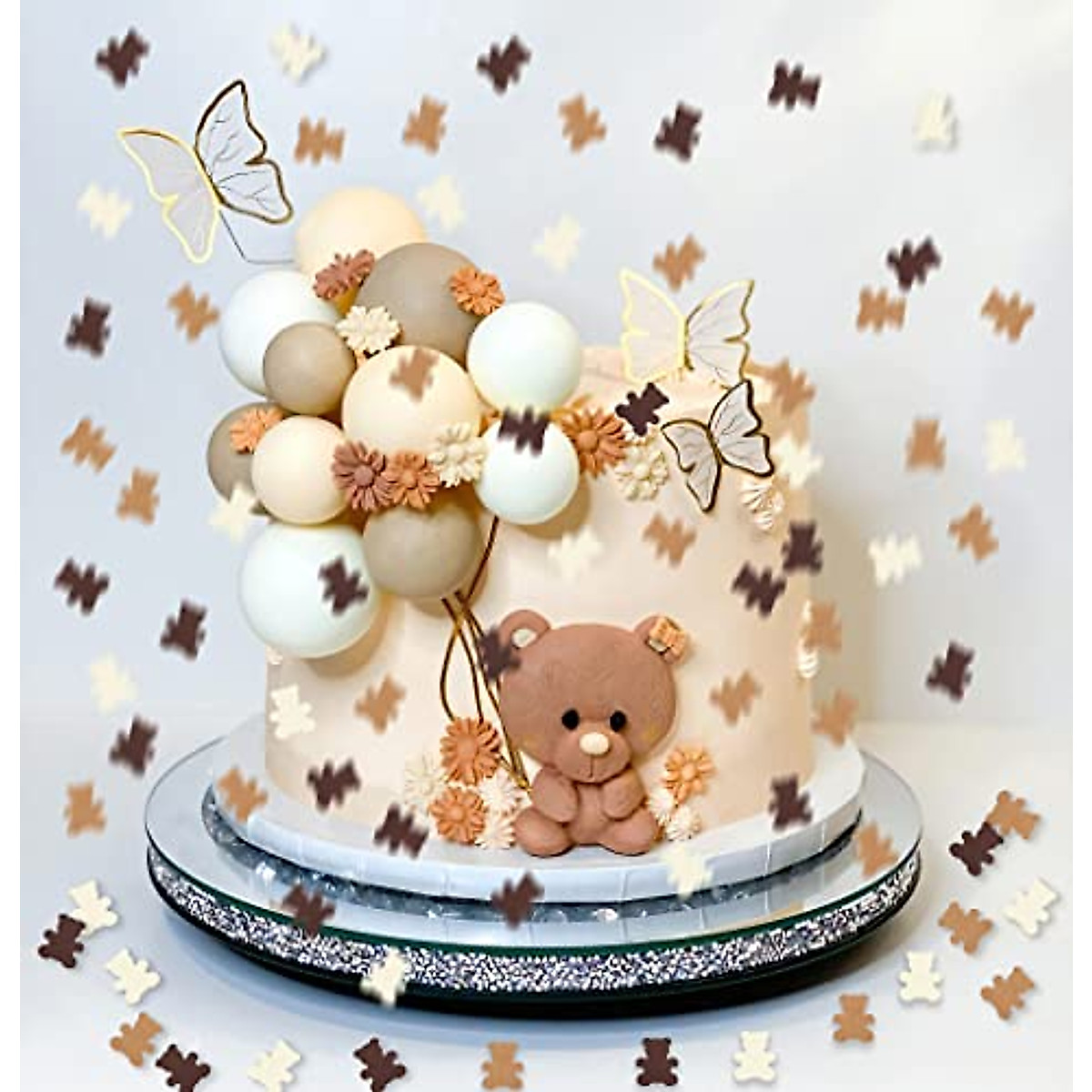 300PCS Cream Brown Teddy Bear Baby Shower Table Confetti Sprinkles Scatter, We Can Bearly Wait Baby Shower Decorations, Boy Girl First Birthday Nuetral Rustic Party Décor