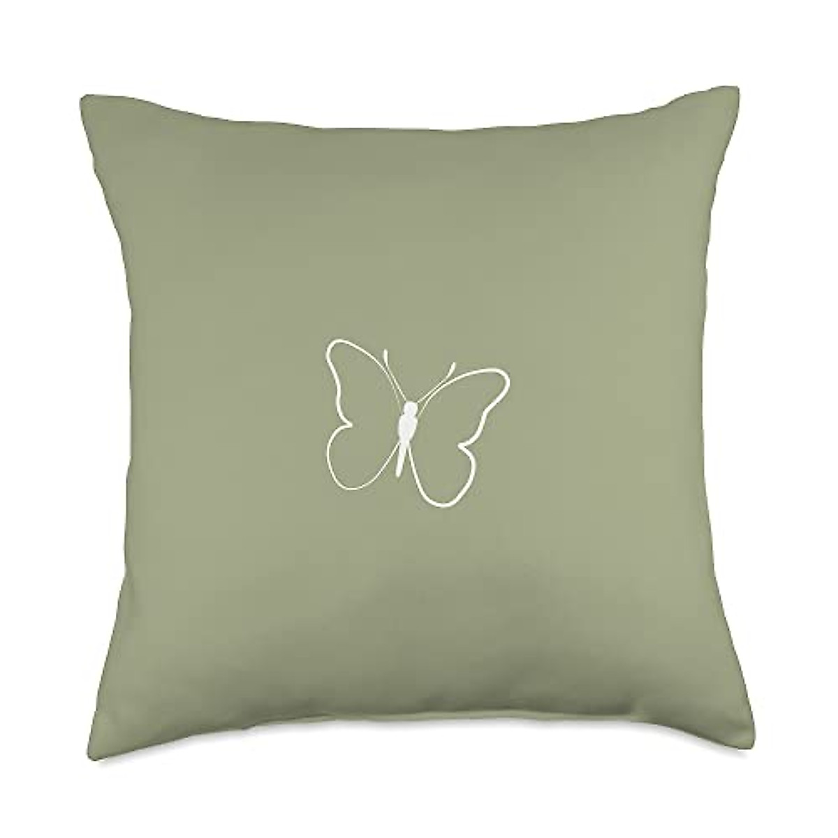 Butterfly Line Simple Sage Green Throw Pillow, 18x18, Multicolor