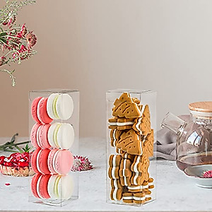 Peohud 80 Pieces Clear Boxes for Favors, Transparent Candy Gift Cube Boxes, Plastic Macaron Chocolate Packing Boxes for Wedding, Birthday Party, Bridal Shower, 2 x 2 x 6 Inch