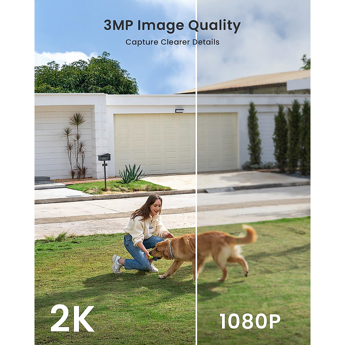 ieGeek Security Cameras Wireless Outdoor, 2K 3MP Battery Powered WiFi Security Camera 3 Pack, 2-Way Audio, Color Night Vision, AI Detection for Home Security, Compatible with Alexa
