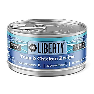 BIXBI Liberty Wet Cat Food Shreds Variety Pack Featuring Chicken/Salmon Recipe & Tuna/Chicken Recipe – (2.75 Ounce Cans, Case of 12)