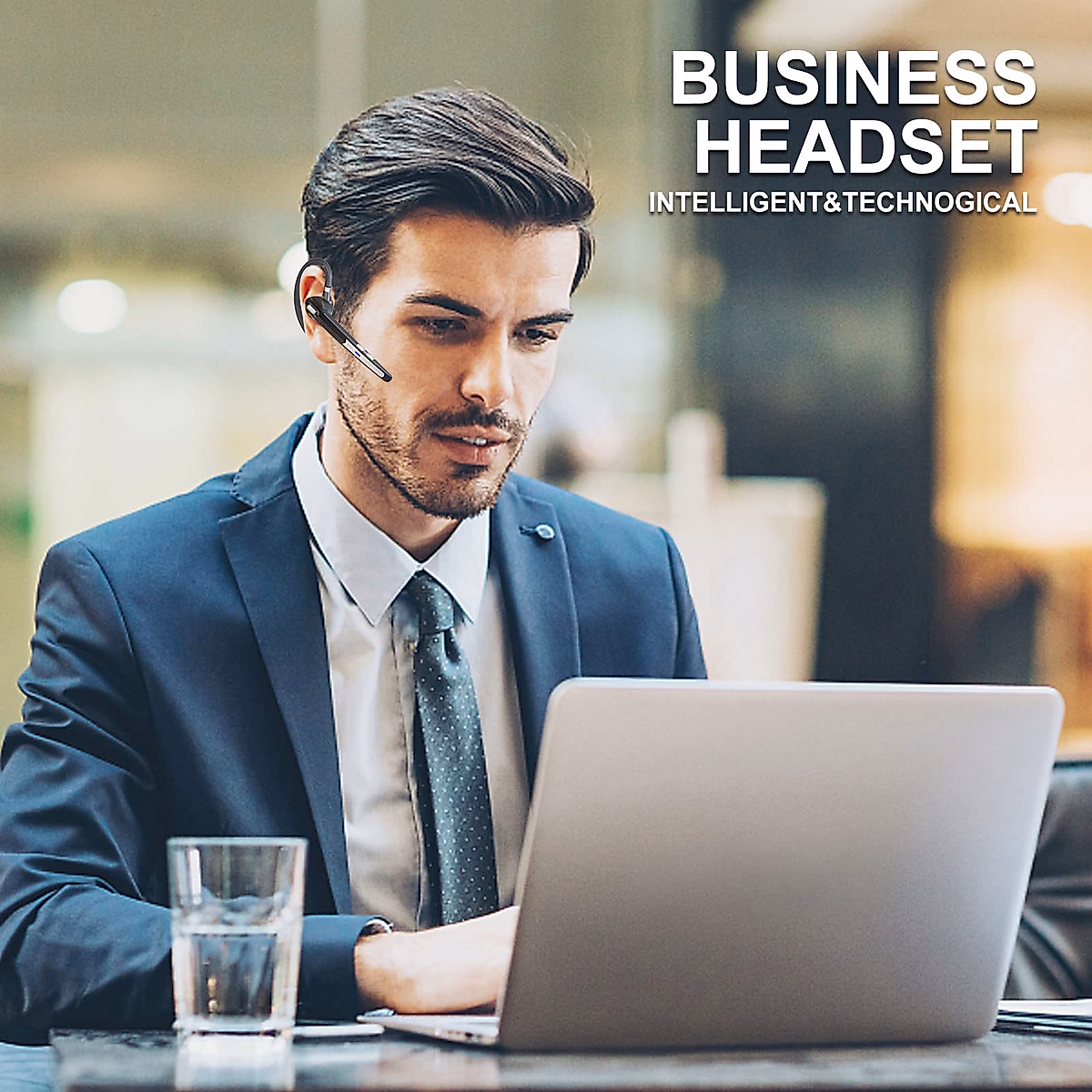 Bluetooth Headset HonShoop Bluetooth 5.0 in Ear Bluetooth Earpiece Wireless Headphones Promoting sound clear Earphones with Mic for Business/Workout/Driving (Grey)