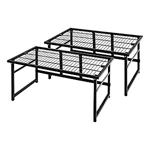 Origami R1 Stackable Storage Shelf, Collapsible/Foldable Steel Shelving Holds up to 150 Pounds (Per Rack), Modular Heavy Duty Garage Storage & Organization Utility Shelf (2-Pack) (Black, R1)