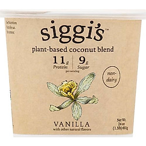 siggi's Plant-Based Coconut Blend, Vanilla – Dairy Free Snack, More Protein Than Sugar, Blue, 24 Oz