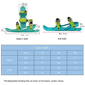 Mini Short Ski Skates for Snow, KEYUSHOP Kid Adult Adjustable Shortest Snowskates Snow blades Skiboards Skis for Winter Shoes, Attach to Skis Boots or Snowboard Boots, for Winter Skiing Equipment