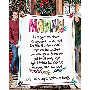 Personalized Grandma Blanket - Custom Grandma with Grandkids Name, Mothers Day Chirstmas Blanket Gift for Grandma, Nana, Mimi (A 8)