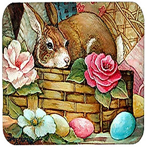 Caroline's Treasures PJC1063LCB A Touch of Color Rabbit Easter Glass Cutting Board Large Decorative Tempered Glass Kitchen Cutting and Serving Board Large Size Chopping Board